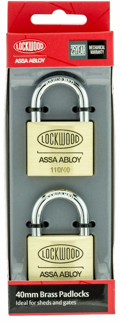 Storage King | Lockwood 40mm Brass Padlock Twin Pack